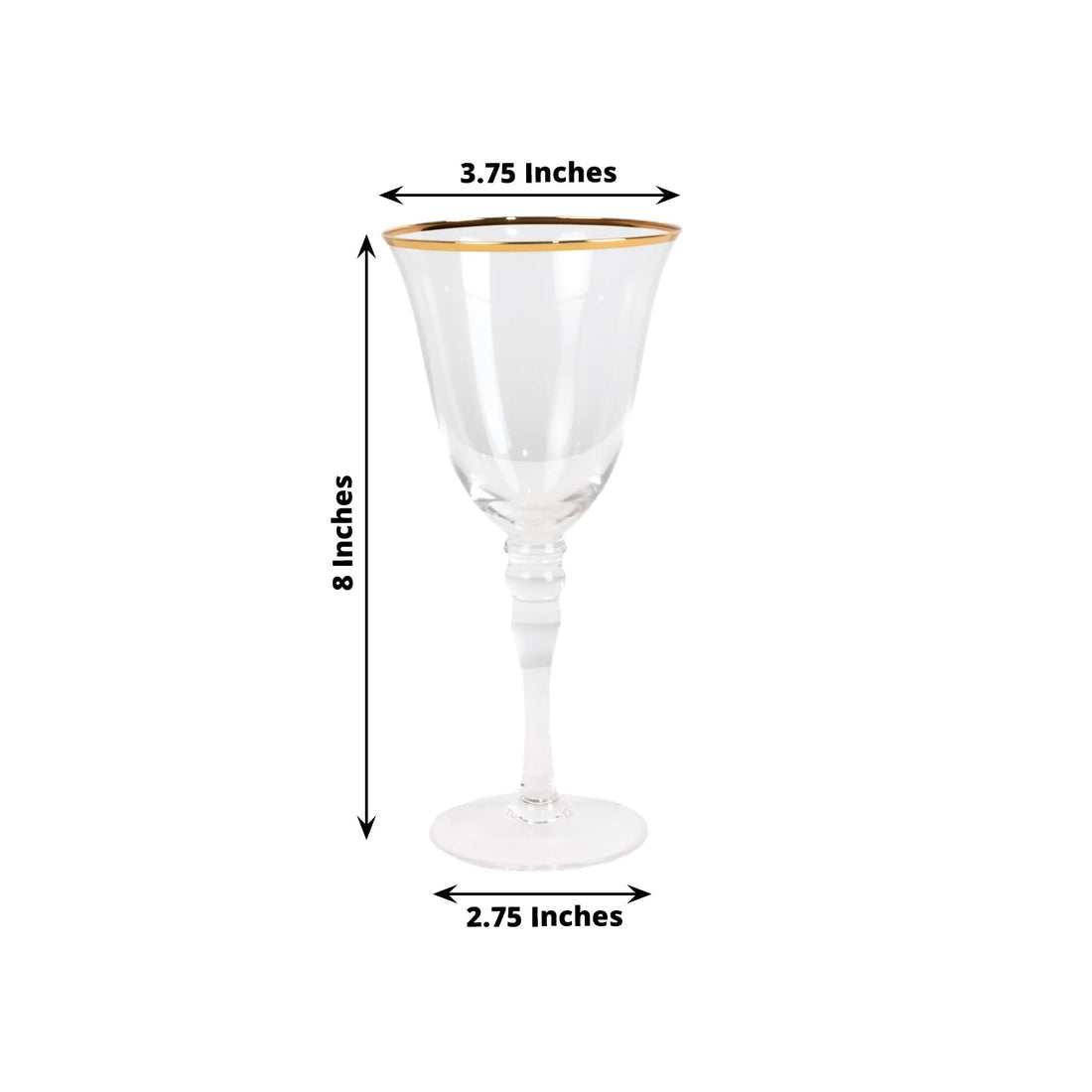 Clear Wine Goblet Glass with Gold Rim 9oz | eFavormart
