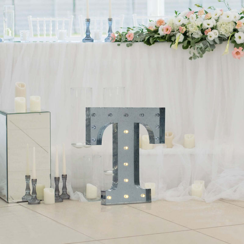 Vintage Galvanized Metal Marquee T-Letter Light | eFavormart