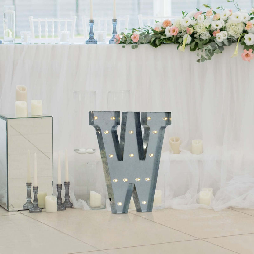 Vintage Galvanized Marquee 'W' LED Light | eFavormart