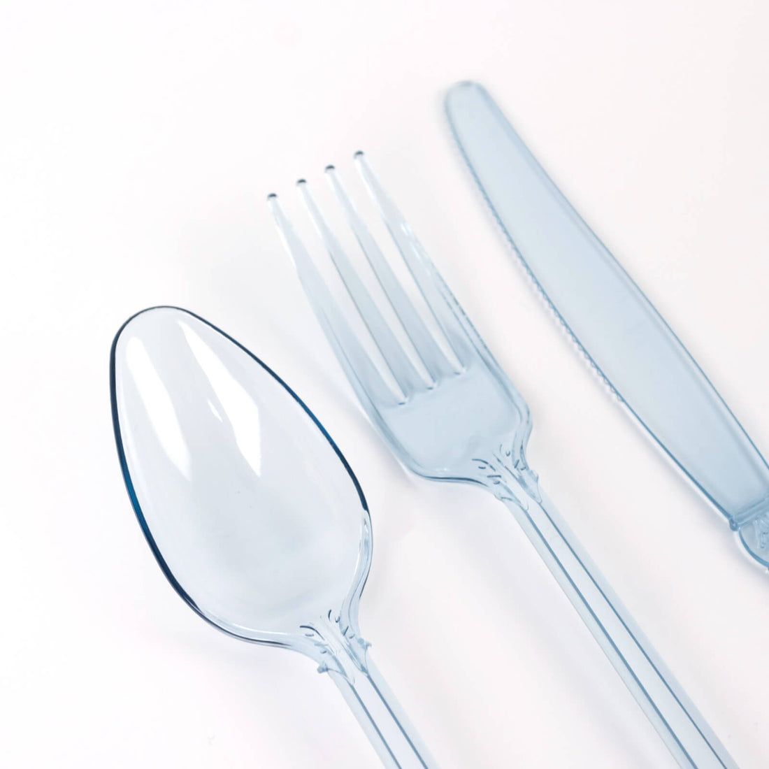 72 Pcs Dusty Blue Baroque Plastic Cutlery Set | eFavormart