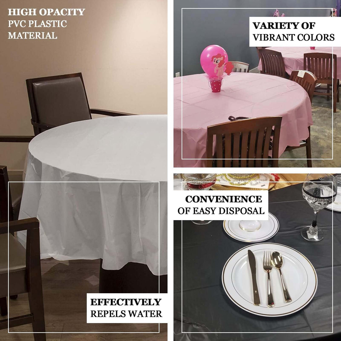 Plastic Round Table Covers 84" White | eFavormart