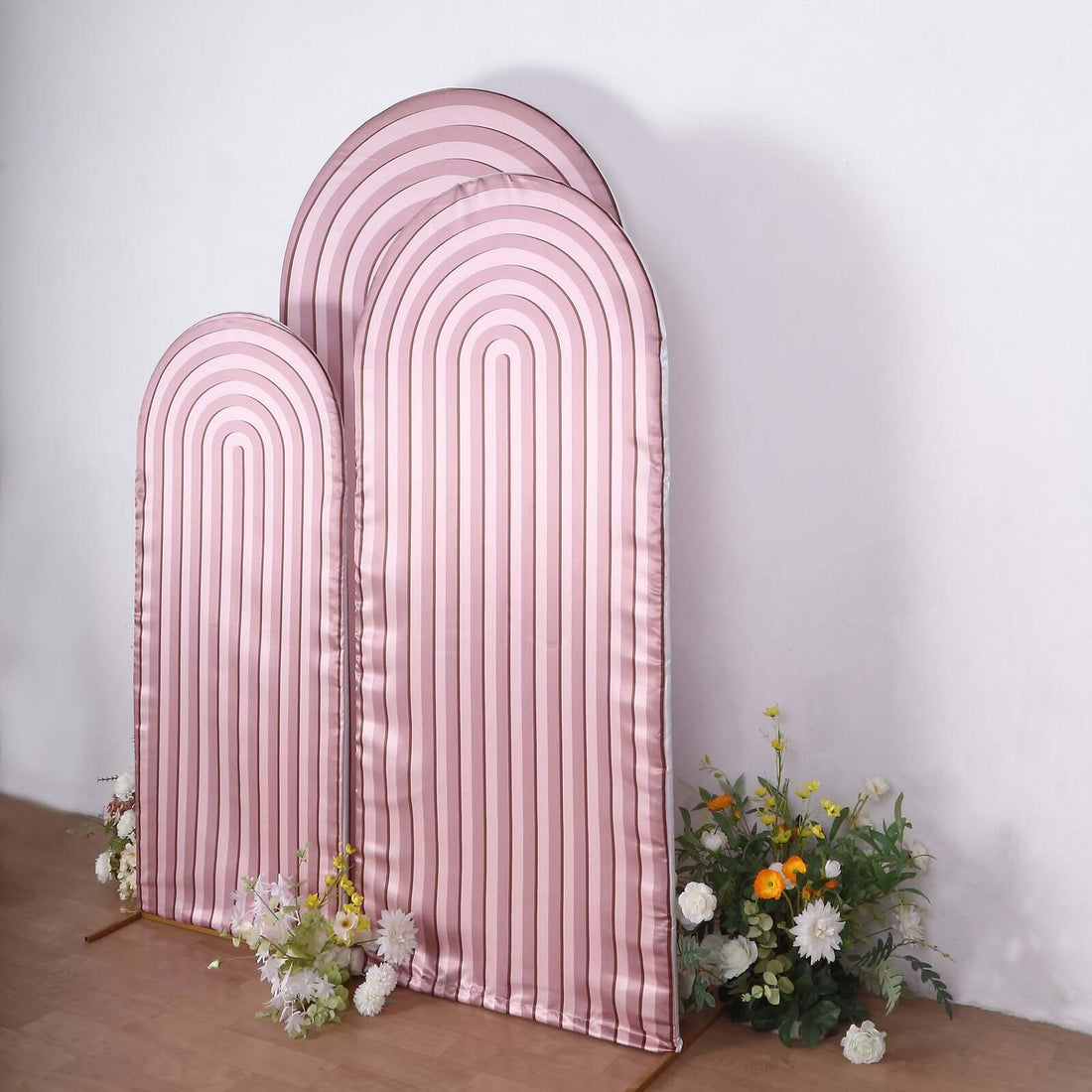 Dusty Rose Satin Chiara Backdrop Stand Covers Set | eFavormart