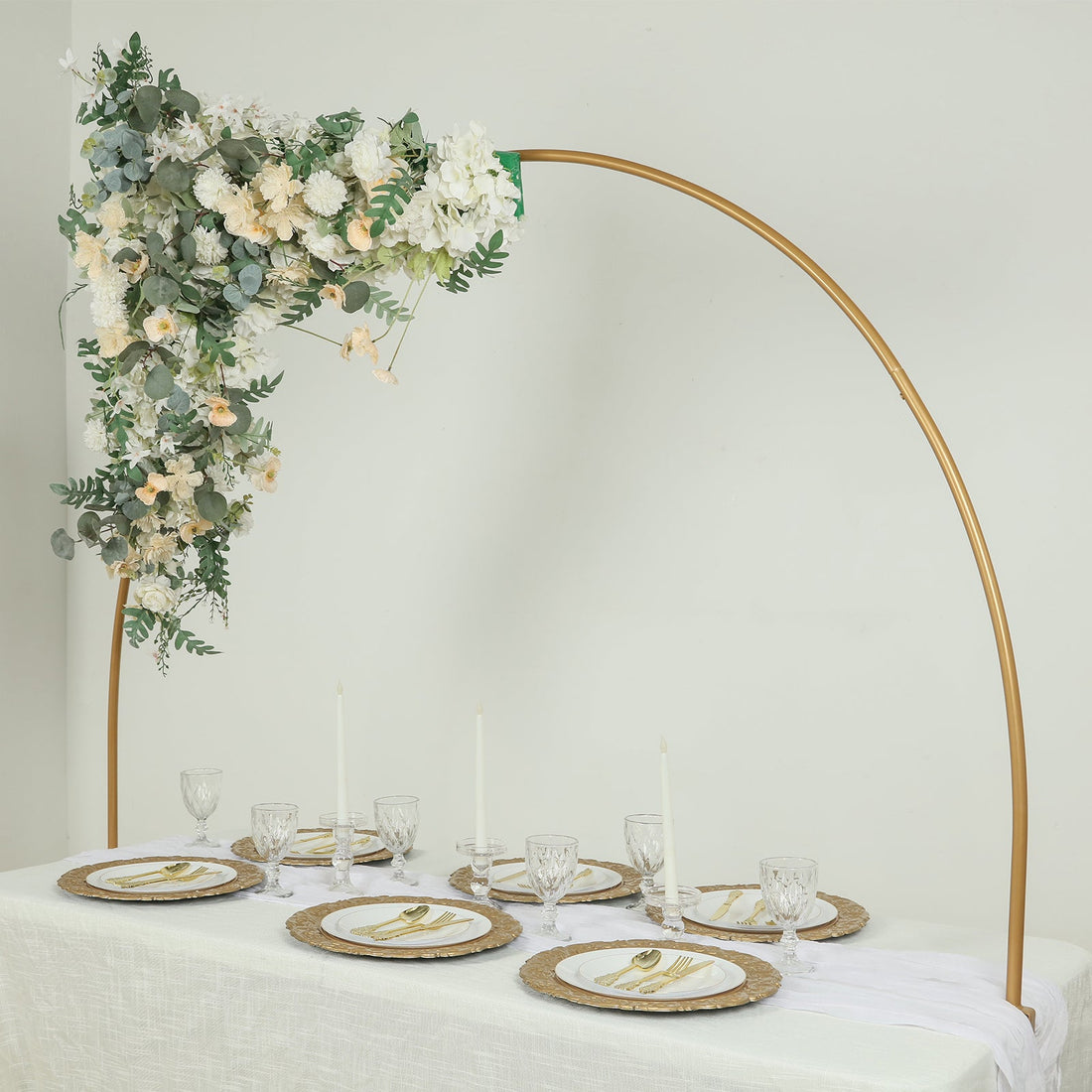 Gold Round Top Table Arch Stand 4ftx6ft | eFavormart