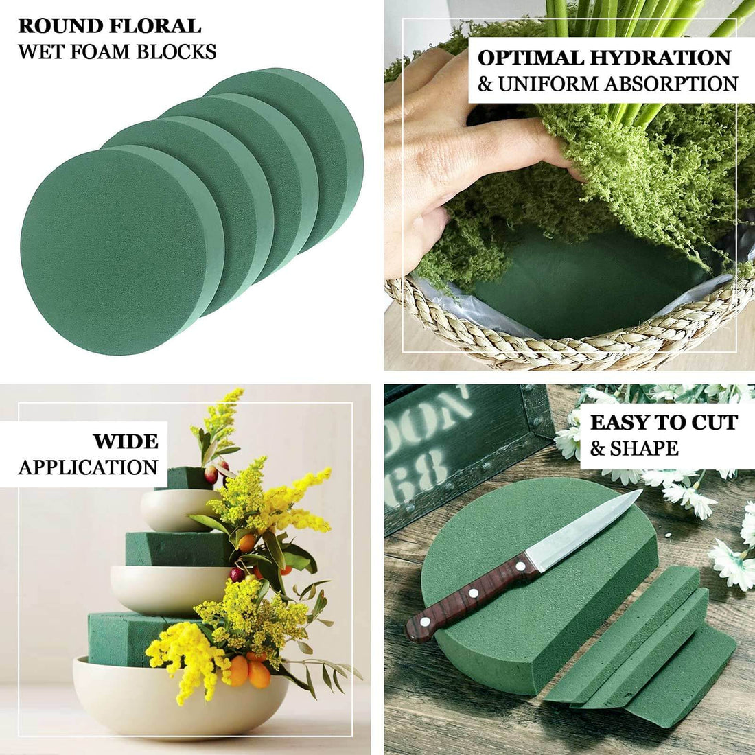Green Large Round Floral Foam Blocks - 6" | eFavormart