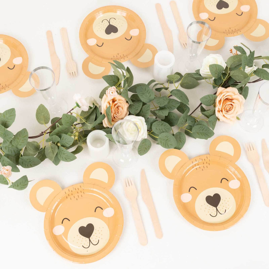 Paper Round Plates Brown Teddy Bear Print 7" | eFavormart