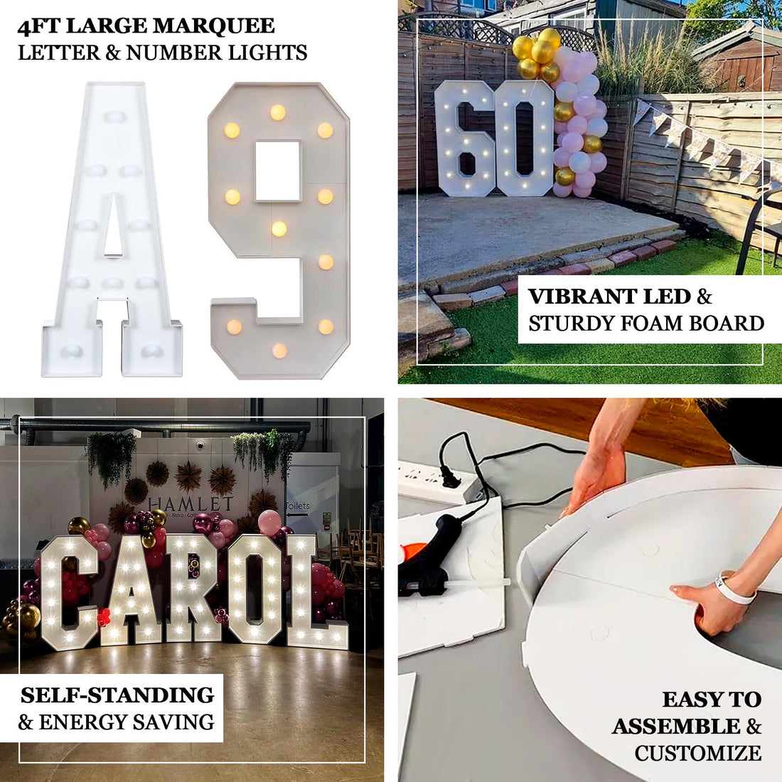 4ft White LED Marquee Number "4" | eFavormart