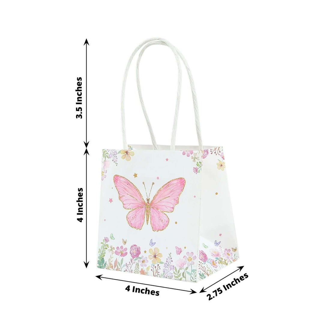 12 Pack Pink Glitter Butterfly Gift Bags | eFavormart