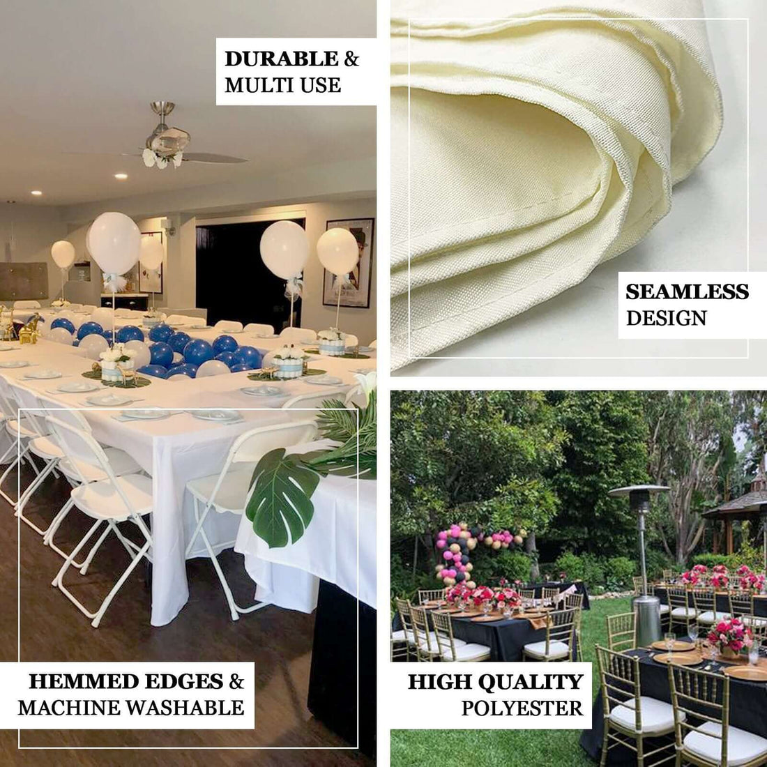 Polyester Oval Tablecloth 90"x132" White | eFavormart