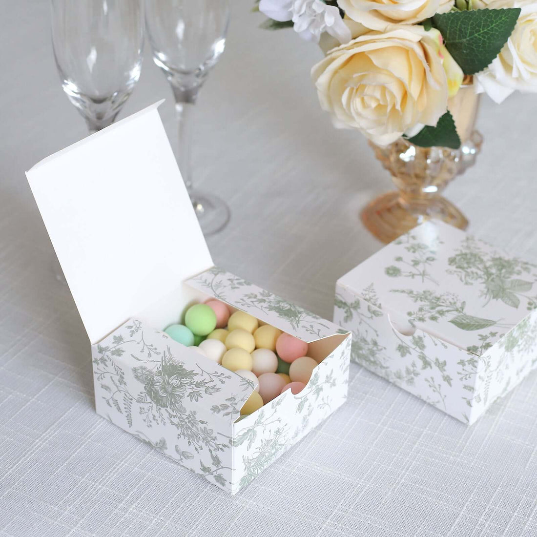 25 Pack White Sage Green Paper Gift Boxesi | eFavormart