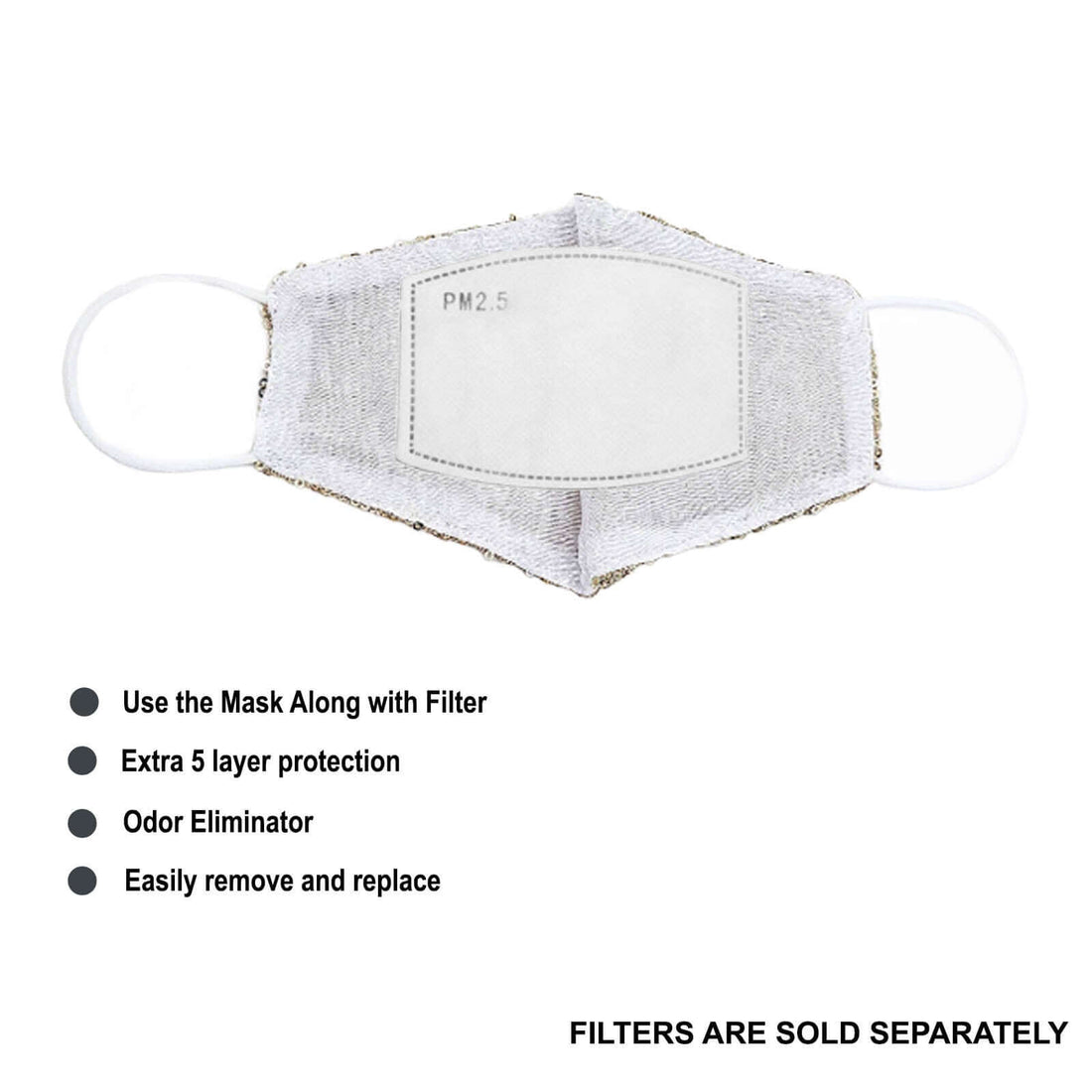 5-Pack White Sequined Cotton Face Masks | eFavormart