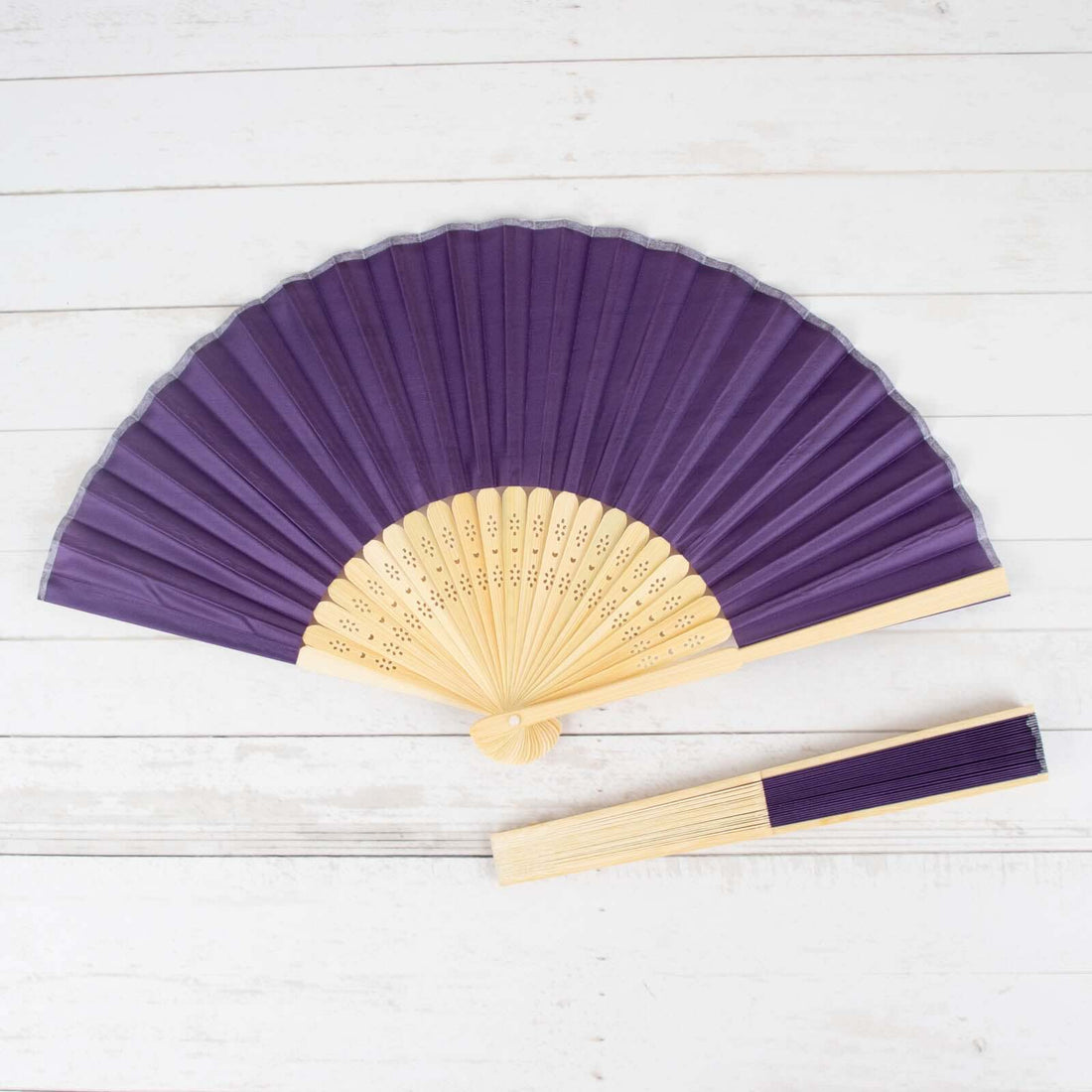 5-Pack Purple Asian Silk Folding Fans | eFavormart