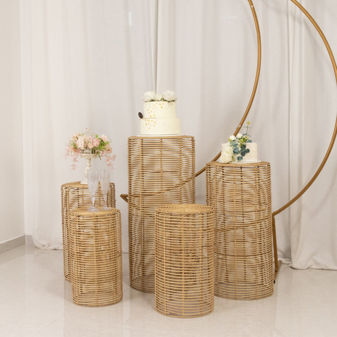 Natural Woven Rattan Wicker Plant Stands | eFavormart