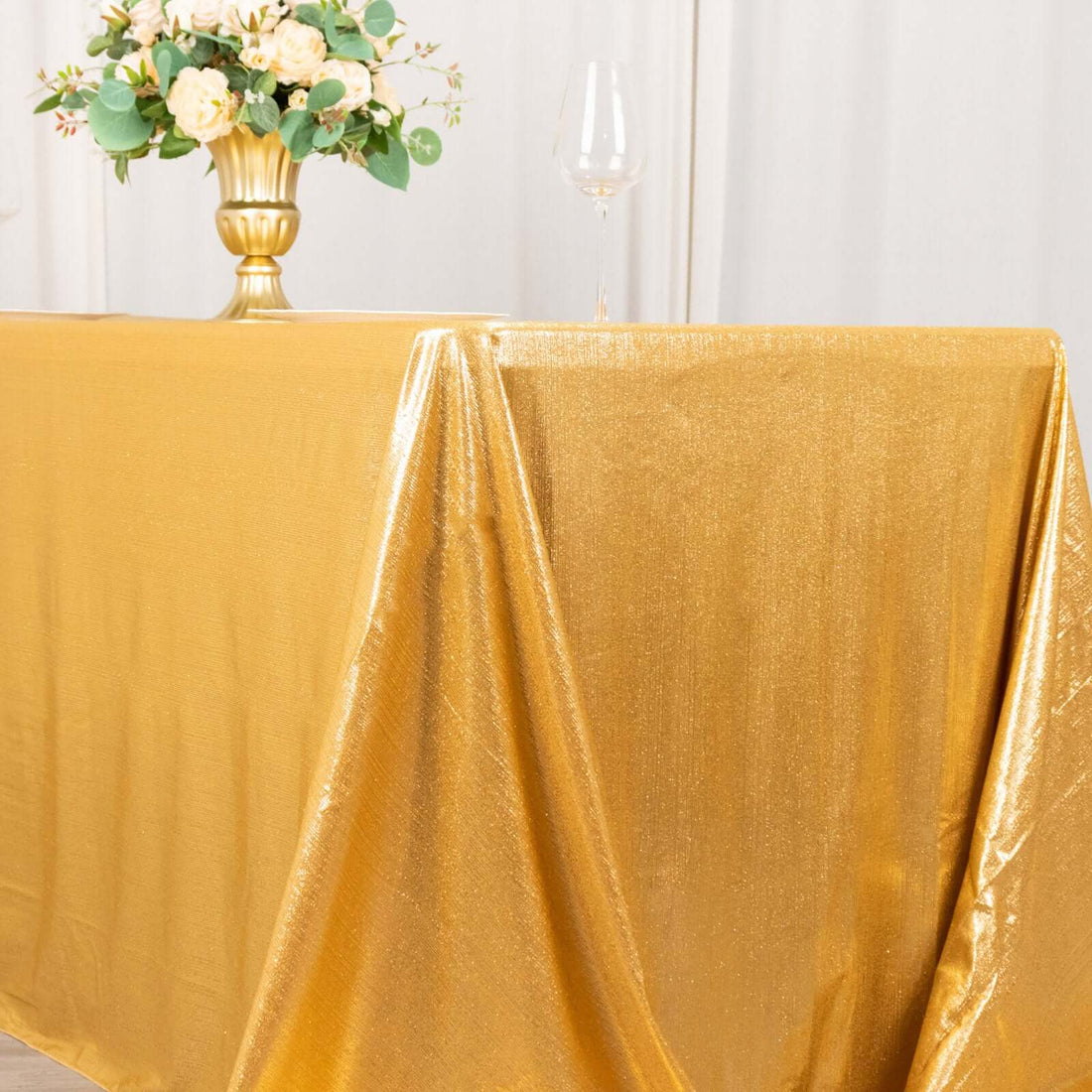 Sequin Dots Tablecloth 90"x132" Gold | eFavormart
