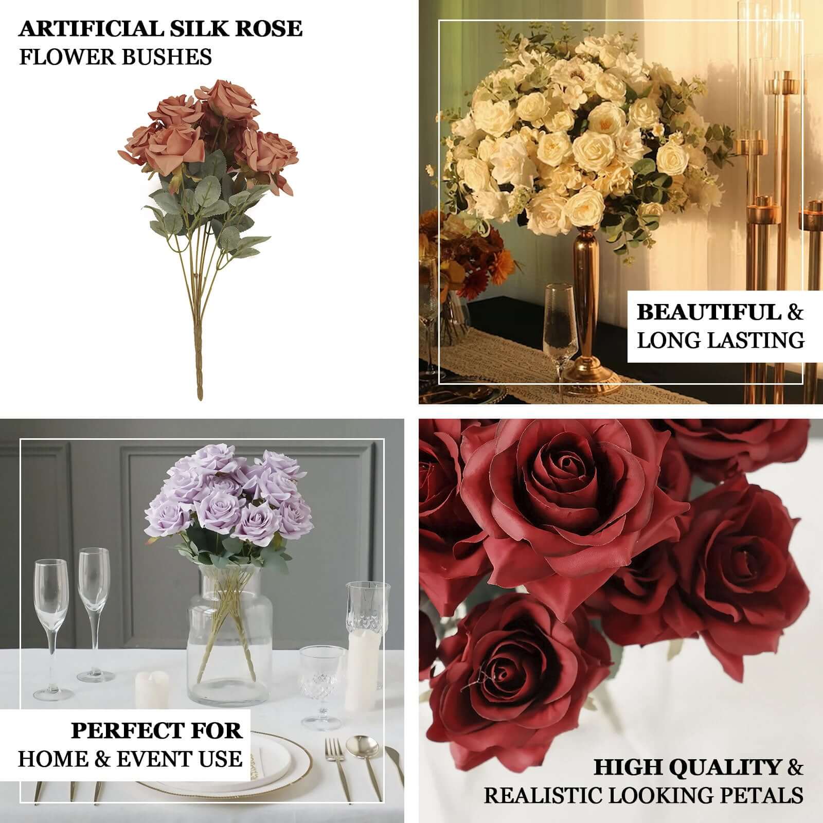2 Terracotta Rust Silk Rose Bushes | eFavormart.com