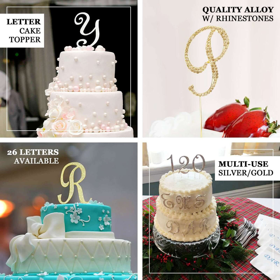 Rhinestone Cake Toppers 4.5" Gold | eFavormart