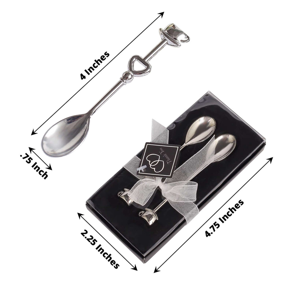 Silver Metal Couple Coffee Spoon Set | eFavormart.com