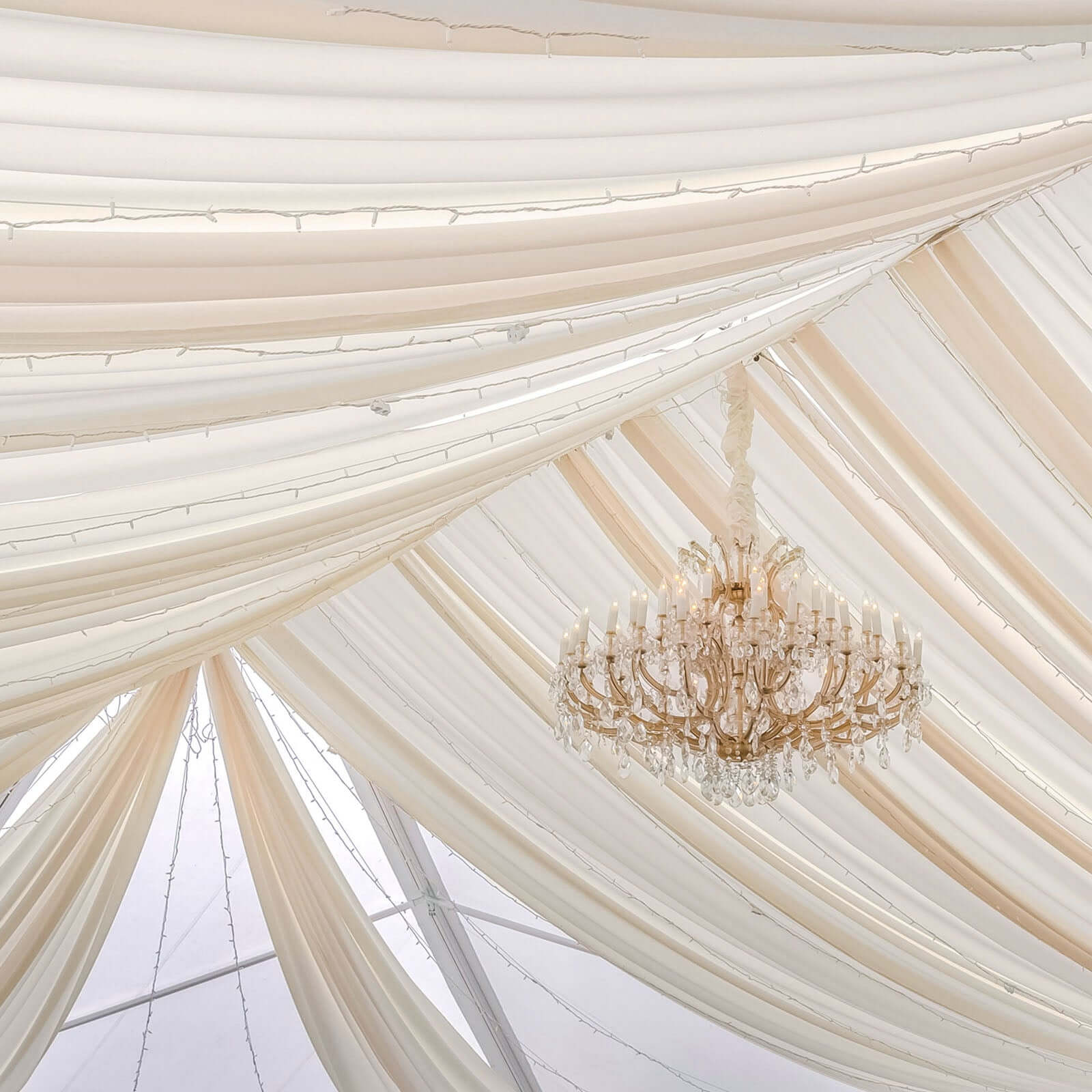10ftx20ft Nude Sheer Fire Retardant Ceiling Drapes | eFavormart.com