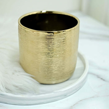 Metallic Gold Round Flower Pots 2 Pack | eFavormart